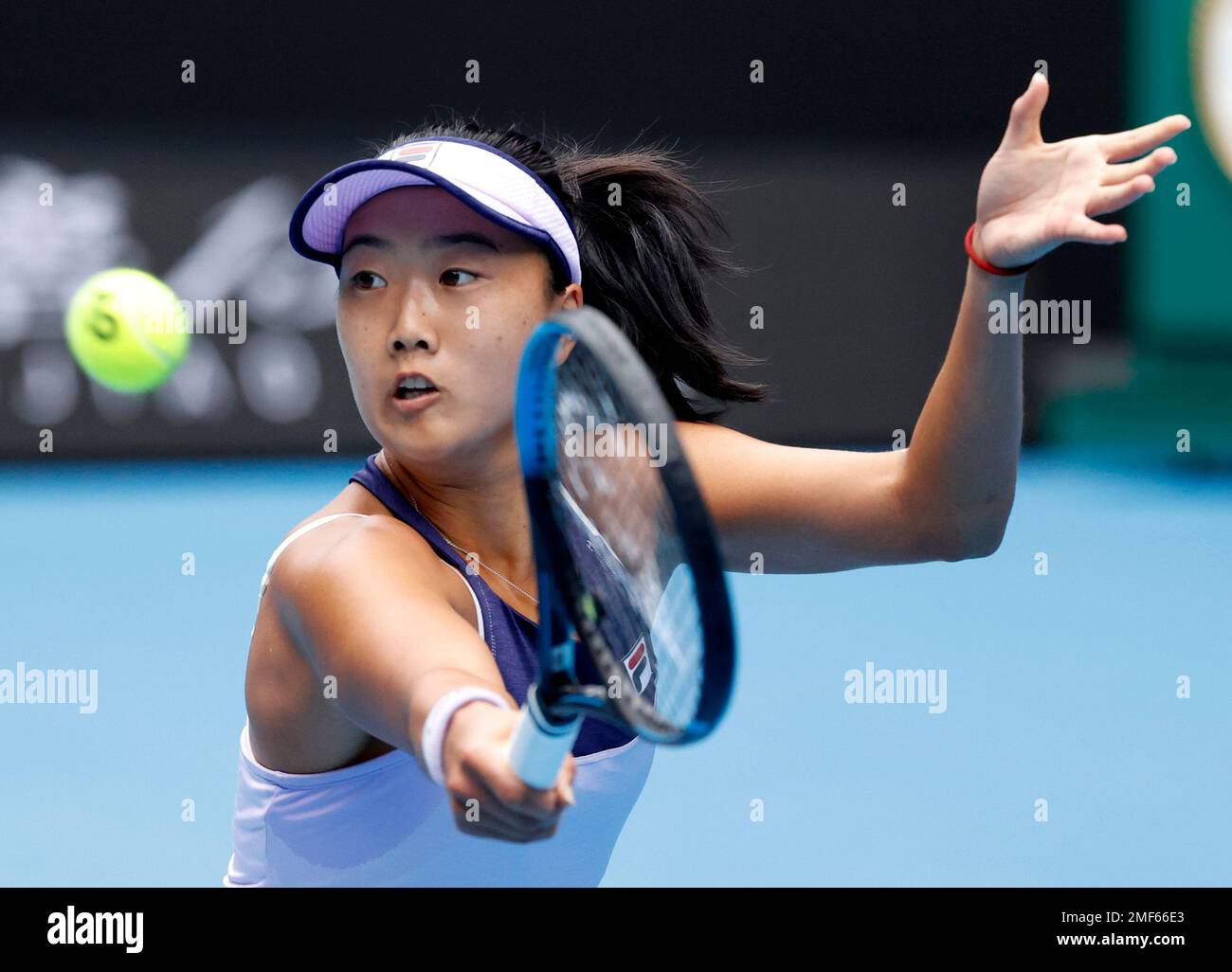 United States' Ann Li makes a backhand return to Aryna Sabalenka of ...