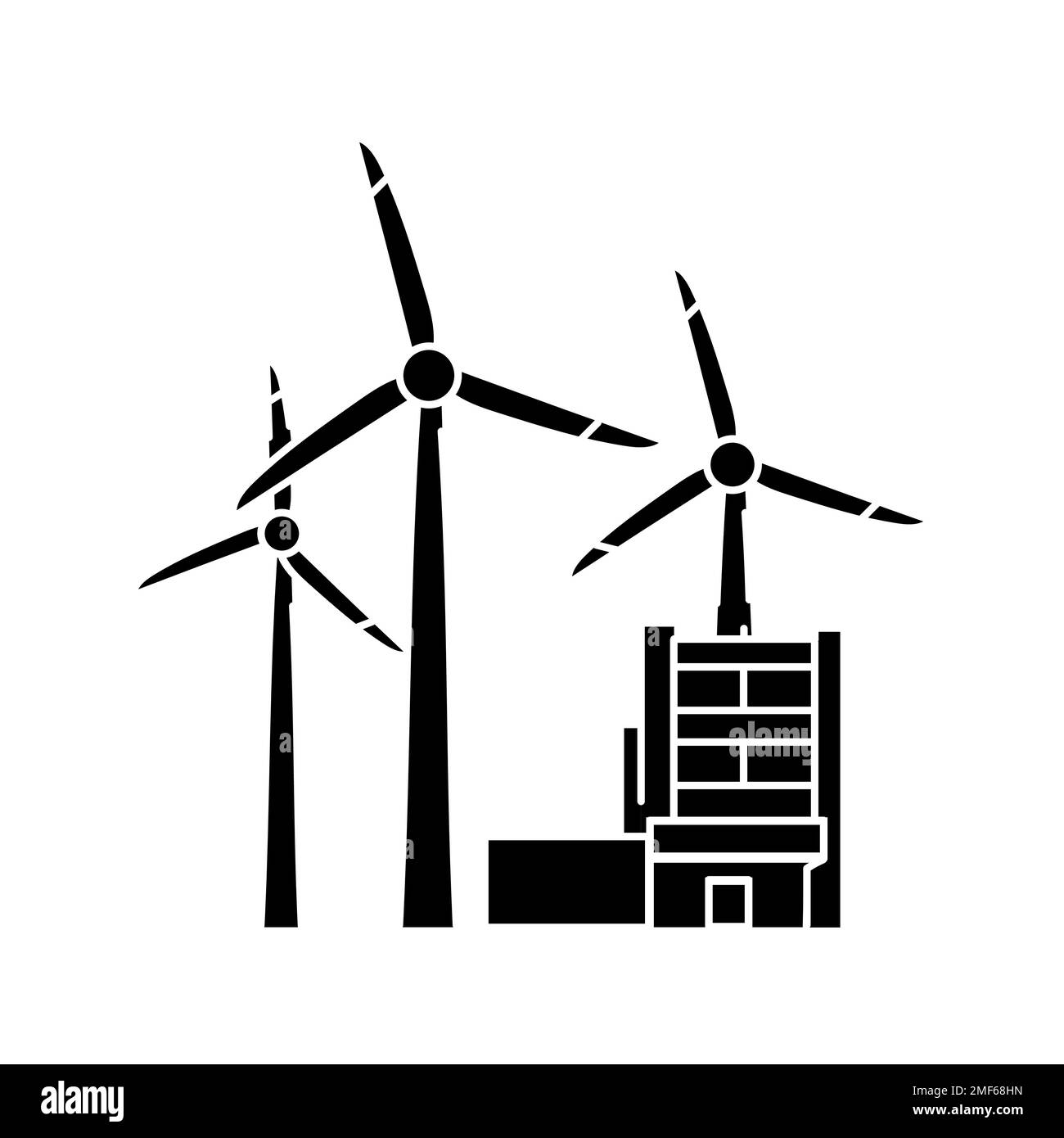 Wind turbines factory color line icon. Renewable energy sources ...