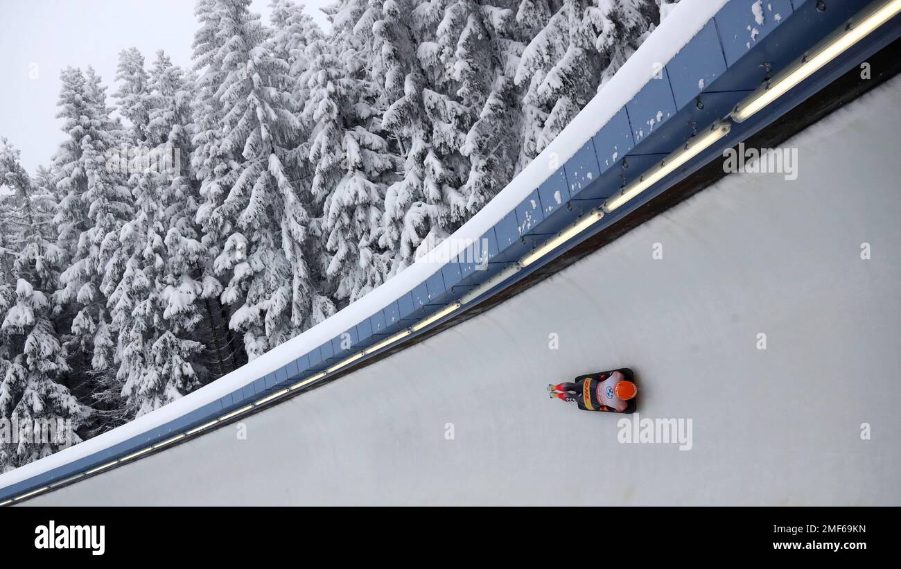 Tina Hermann of Germany speeds down the track during the women's ...