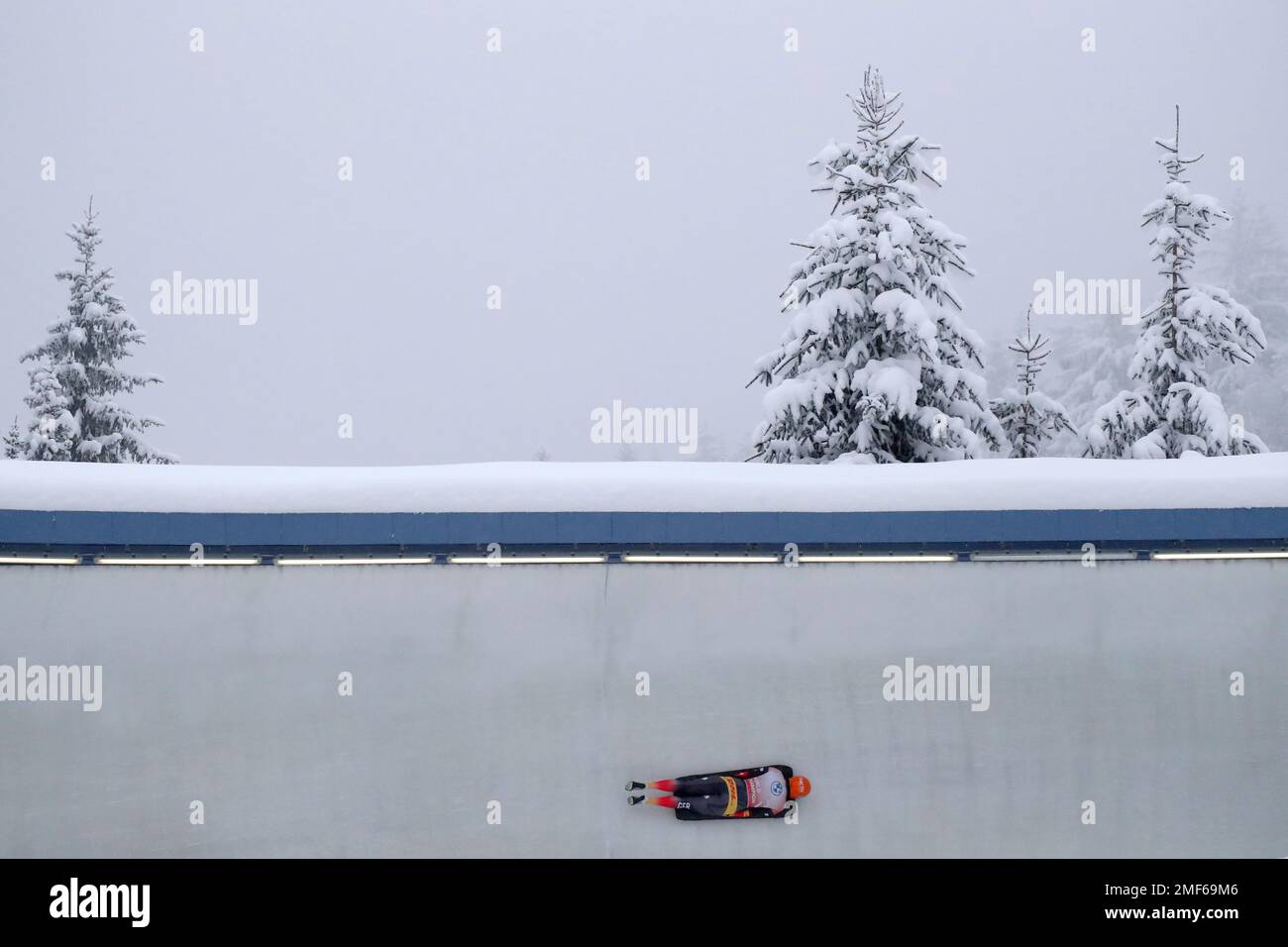 Tina Hermann of Germany speeds down the track during the women's ...