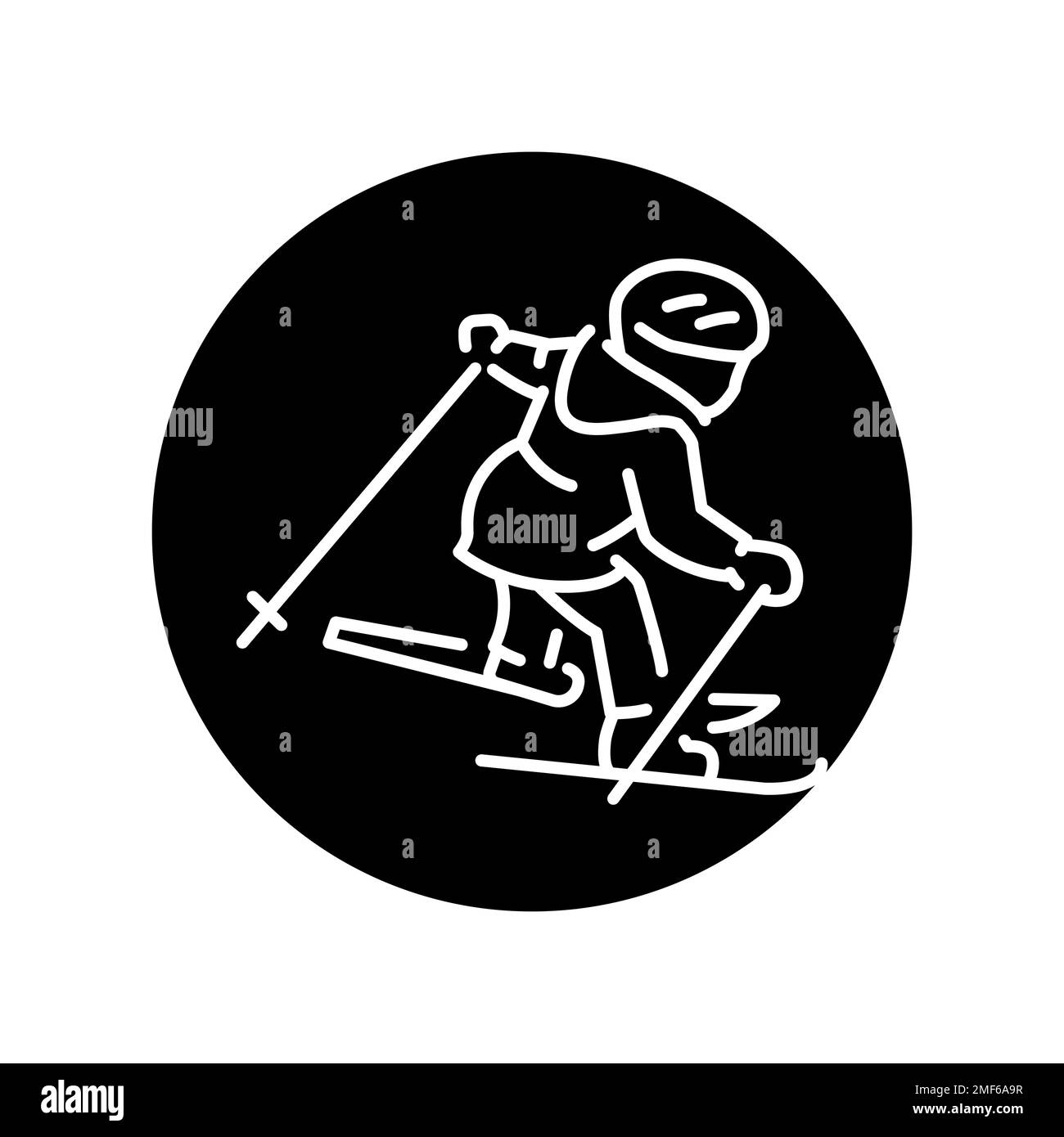 Child skier color line icon. Skiing in winter Alps. Vector illustration ...