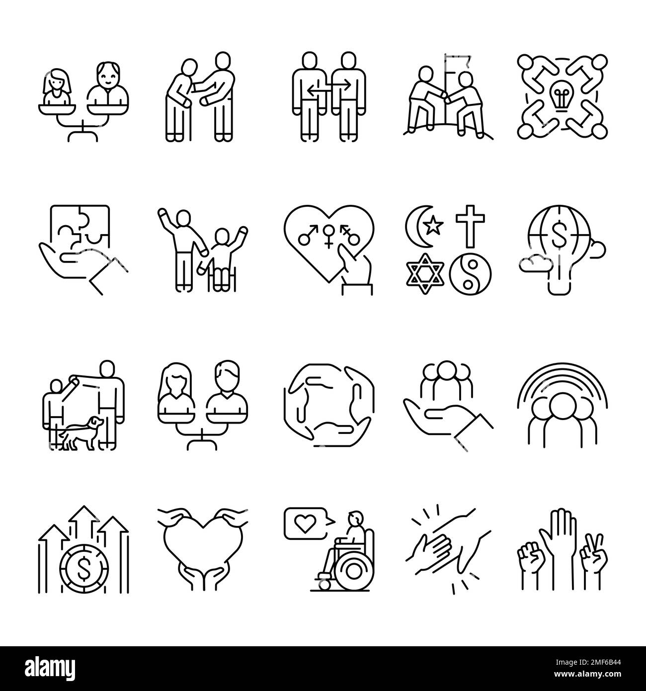 Diverse group of people color line icon. Multinational company. Vector ...