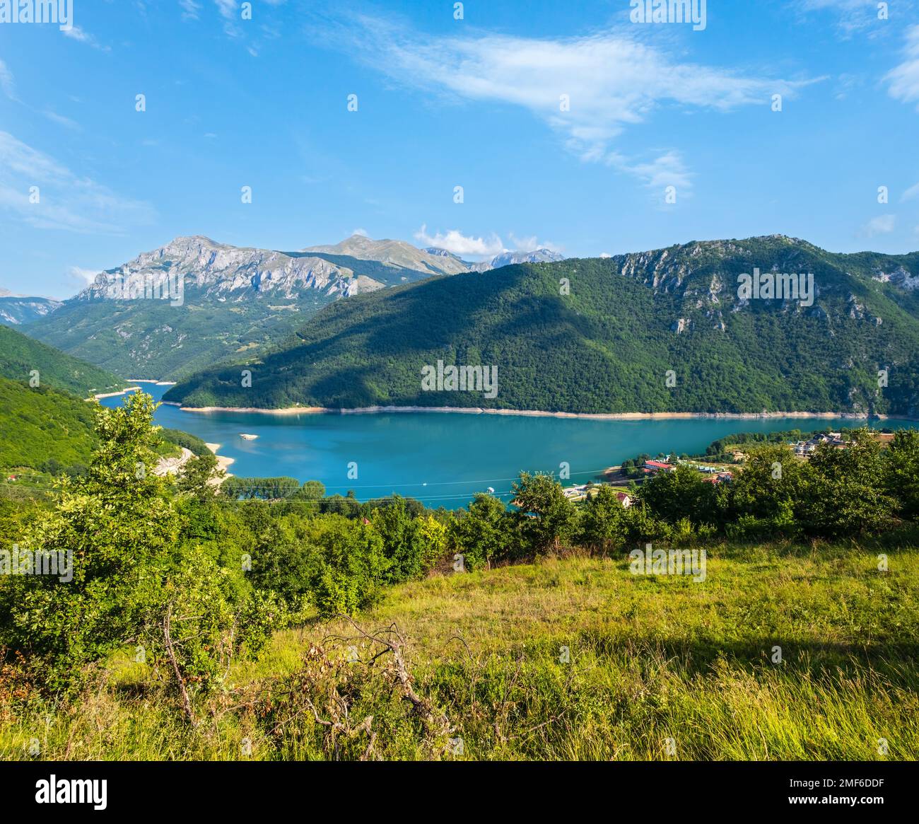 The famous Piva river canyon with its fantastic reservoir Piva Lake ...