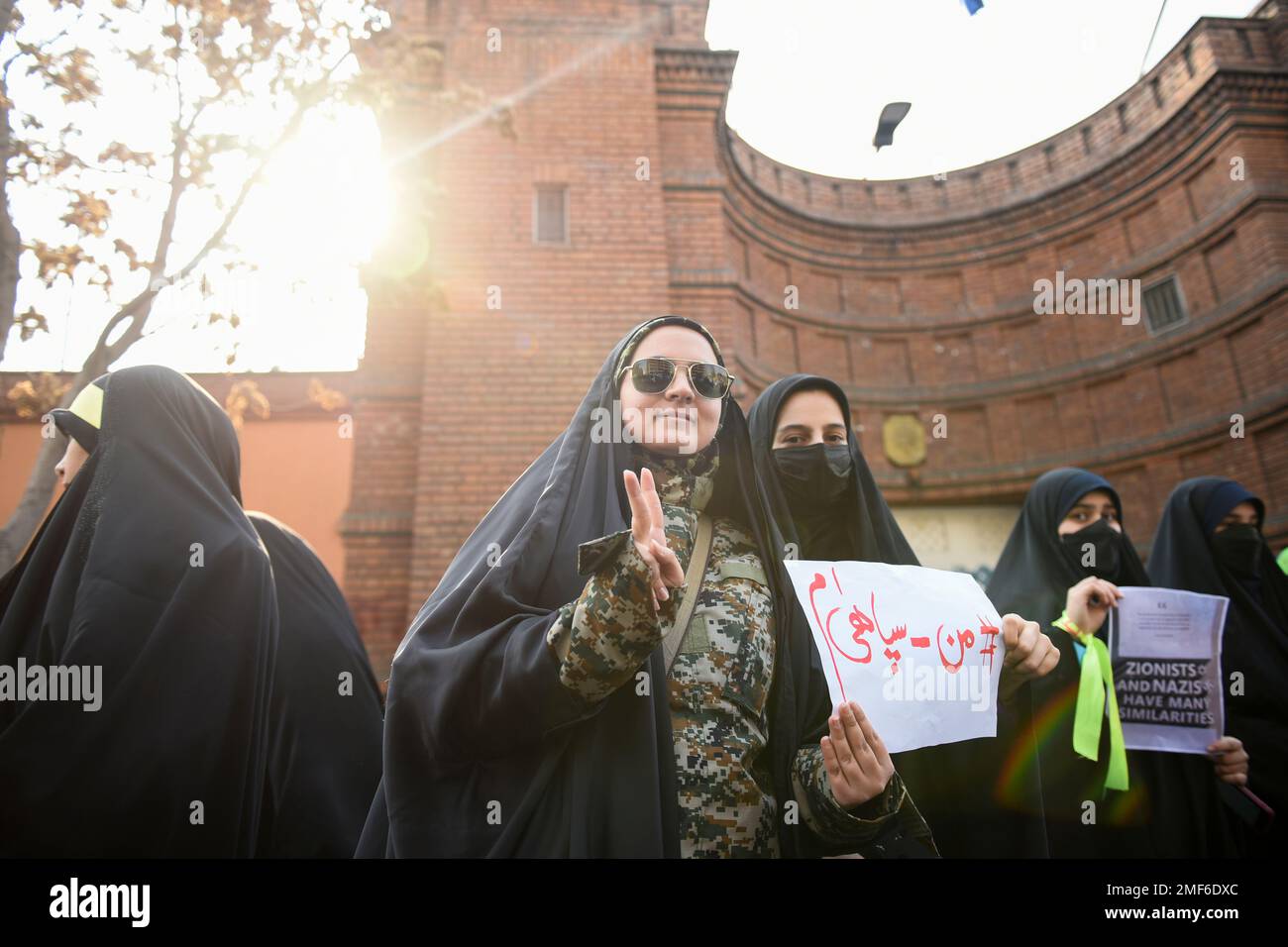 Tehran, Tehran, Iran. 24th Jan, 2023. An Iranian student wears an IRGC ...