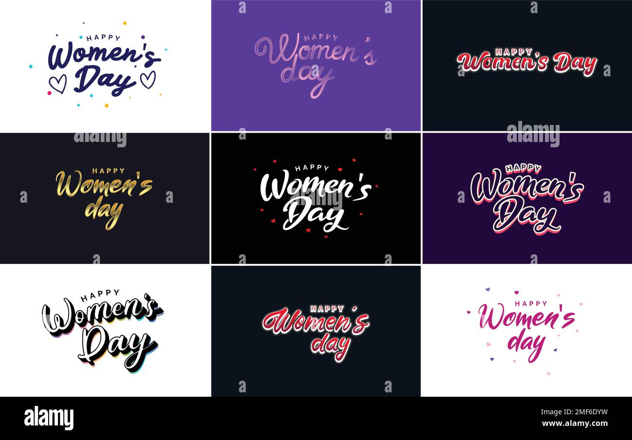 Set of Happy International Woman's Day signs. emblems. and vector ...
