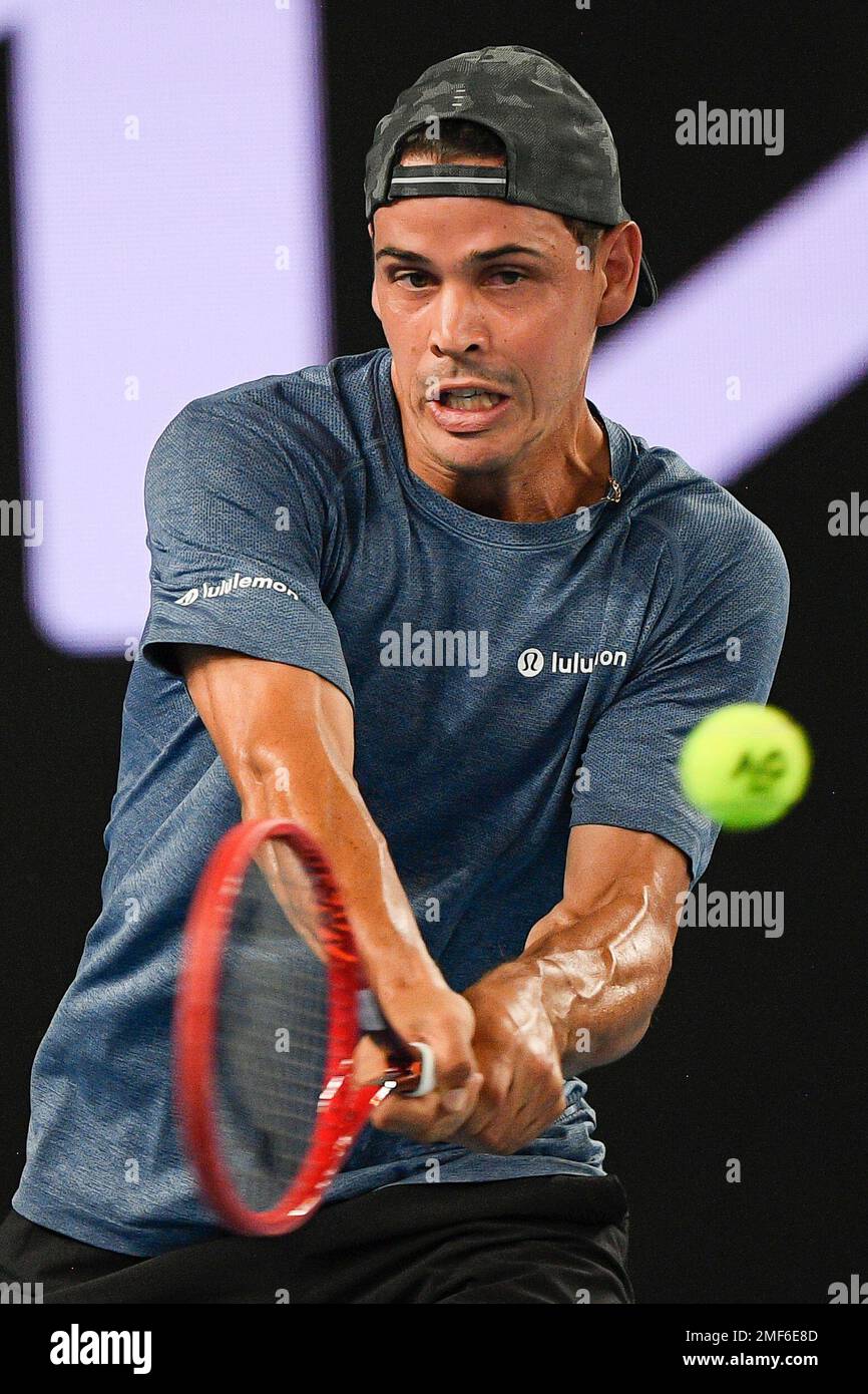 Australia's Alex Bolt akes a forehand return to Buglaria's Grigor ...
