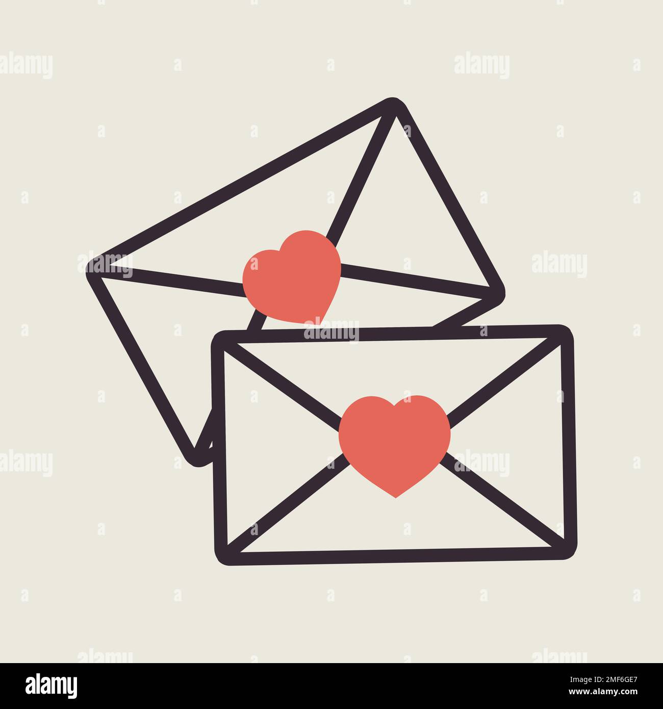 Two envelope icon. Love Letter. Valentines day symbol. Vector ...