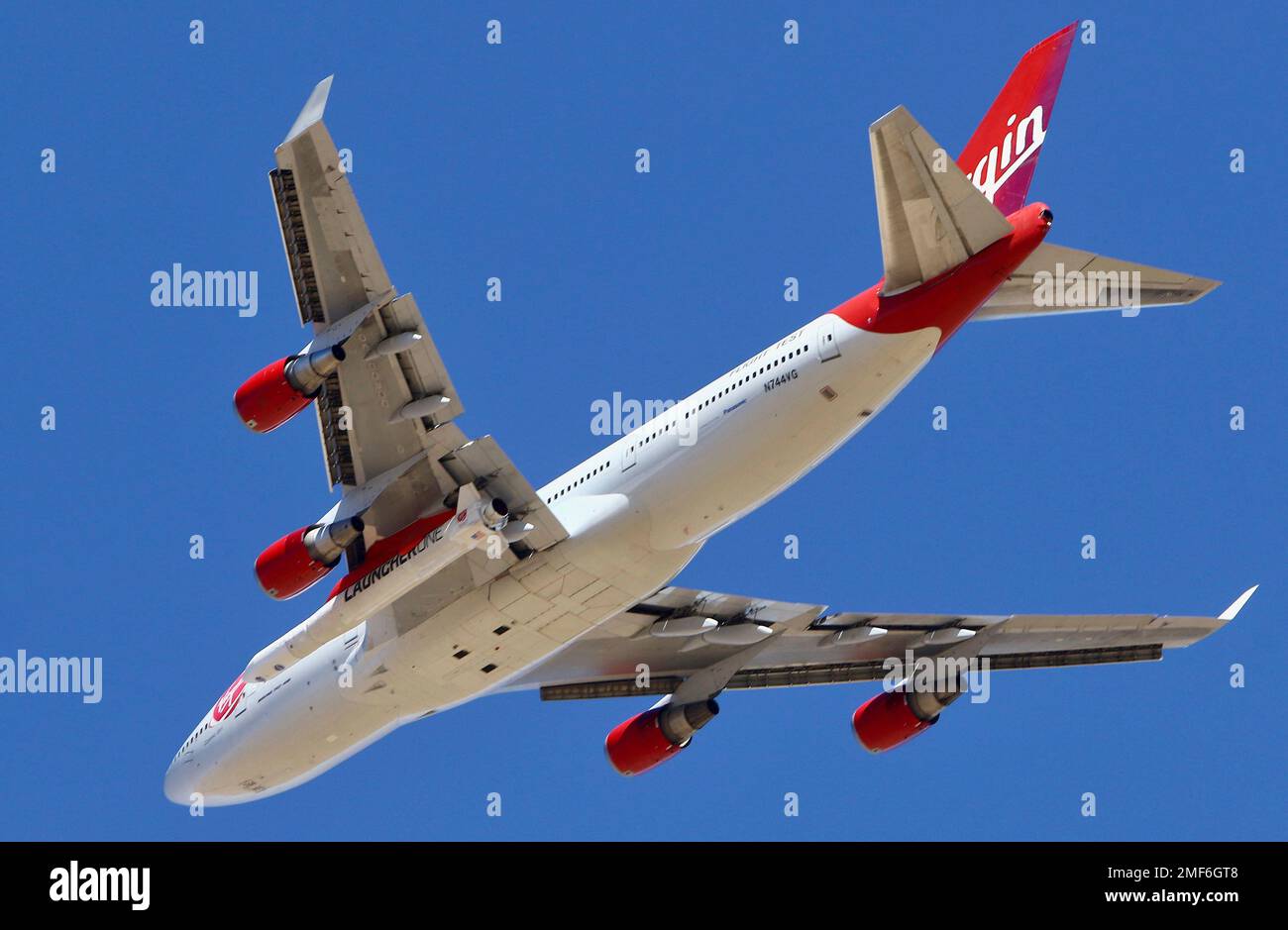 FILE - In this Jan. 17, 2021, file photo, Virgin Orbit Boeing 747-400 ...