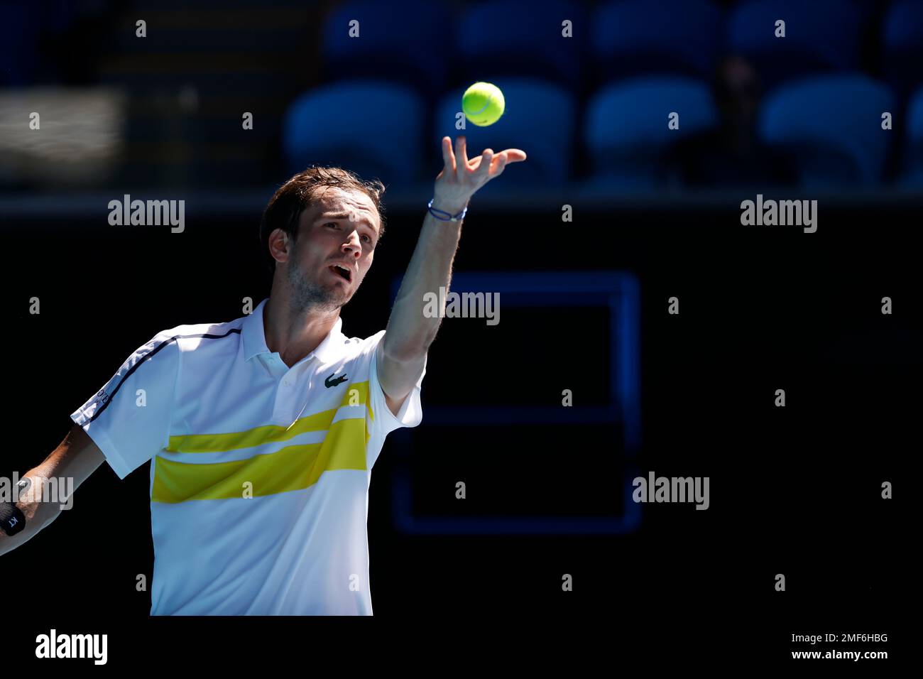 Russia's Daniil Medvedev serves to Canada's Vasek Pospisil during their ...