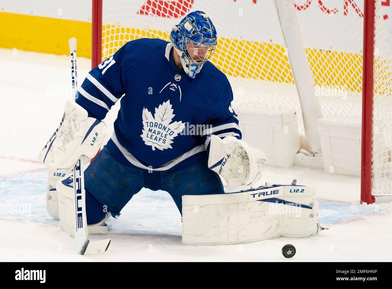 Toronto Maple Leafs goaltender Frederik Andersen(31) makes a save ...