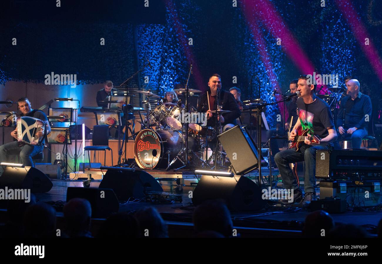 Glasgow Scotland. 19 January 2023. Peat & Diesel, Hebridean folk rock ...