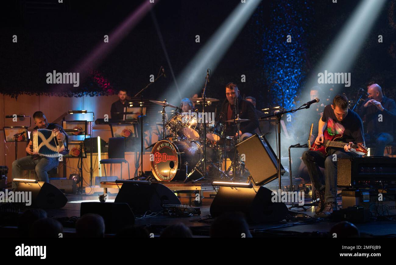 Glasgow Scotland. 19 January 2023. Peat & Diesel, Hebridean folk rock ...