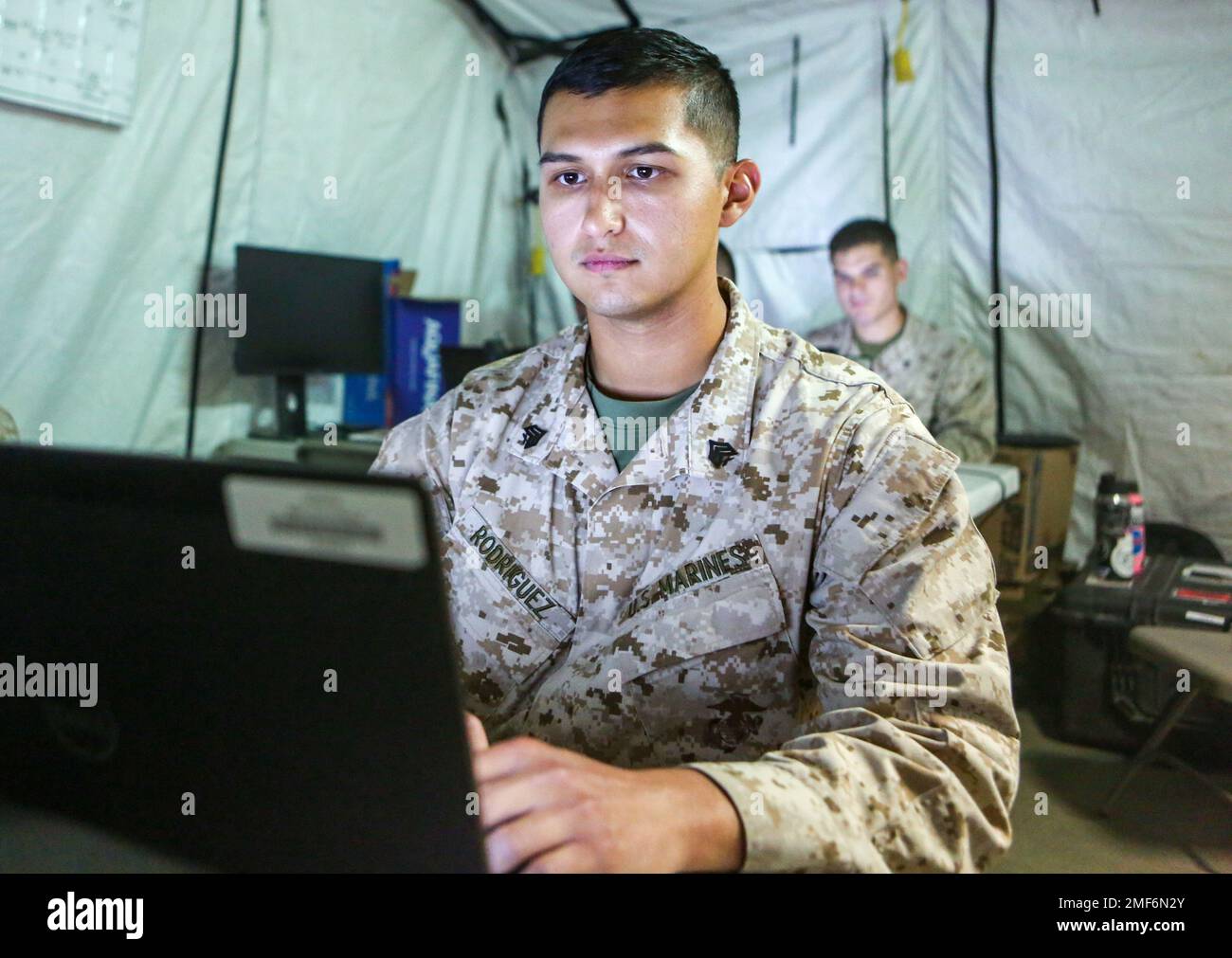 U.S. Marine Corps Sgt. Michael Rodriguez, a cyber warfare operator with ...
