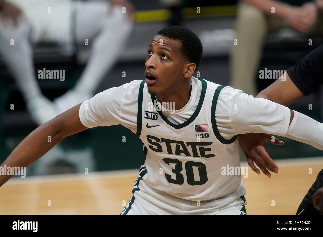 Michigan State forward Marcus Bingham Jr. plays against Nebraska in the ...