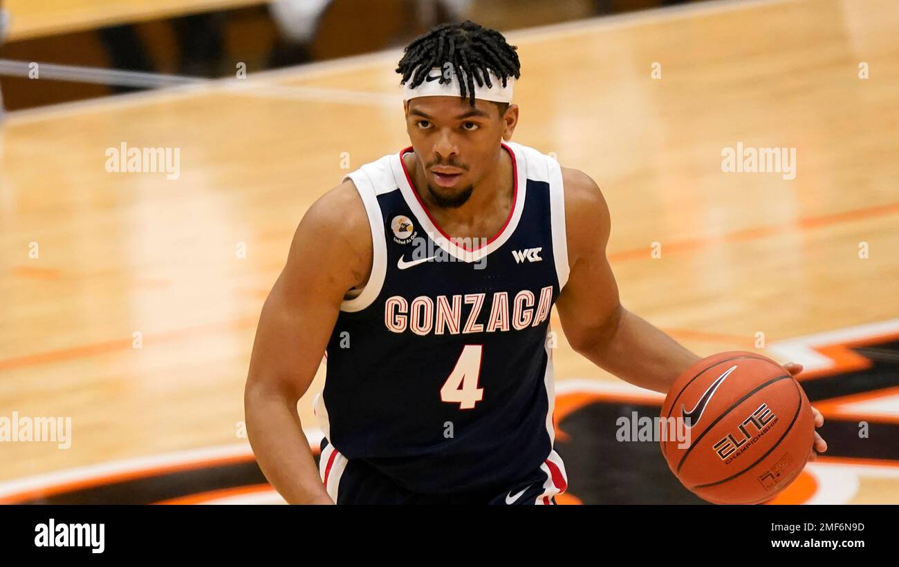 Gonzaga Bulldogs guard Aaron Cook dribbles down court during the second ...