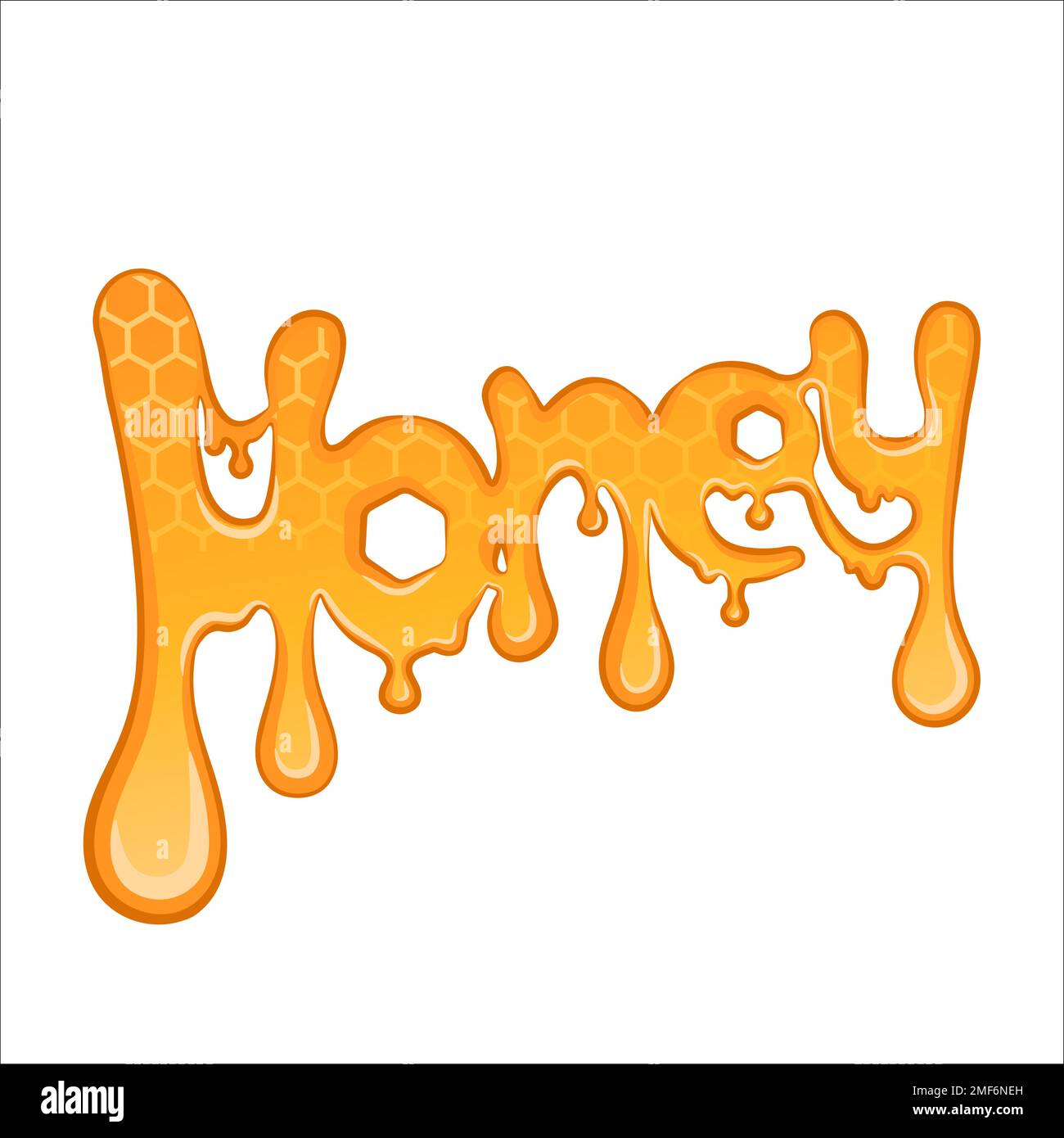 Honey lettering print. Liquid honey English text, logotype, design ...