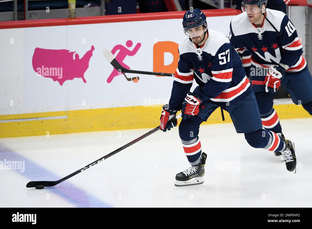 Washington Capitals defenseman Trevor van Riemsdyk (57) warms up before ...