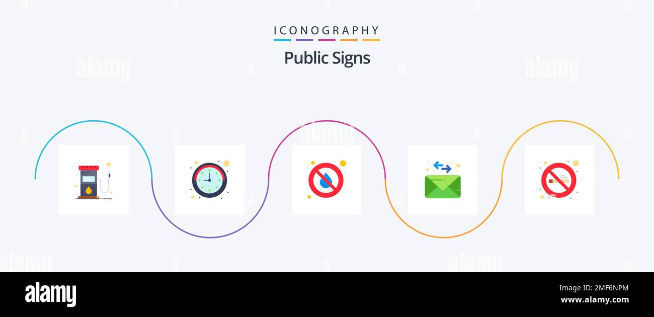 Public Signs Flat 5 Icon Pack Including sign. cigarette. no. message ...