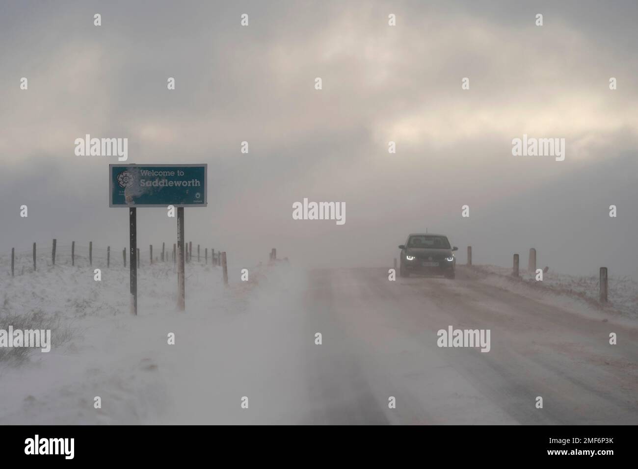 A vehicle heads across Saddleworth Moor near Oldham after large parts ...
