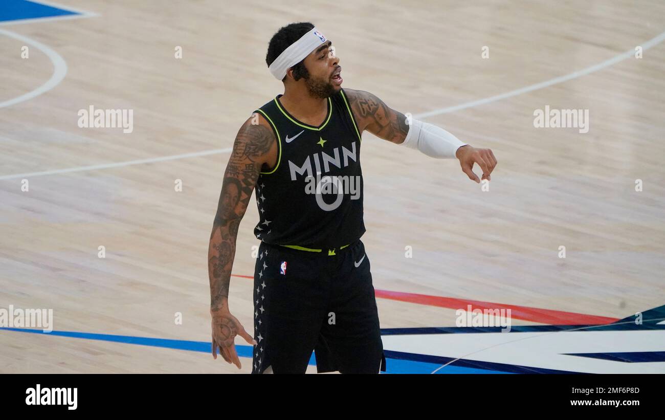 Minnesota Timberwolves guard D'Angelo Russell (0) during an NBA ...
