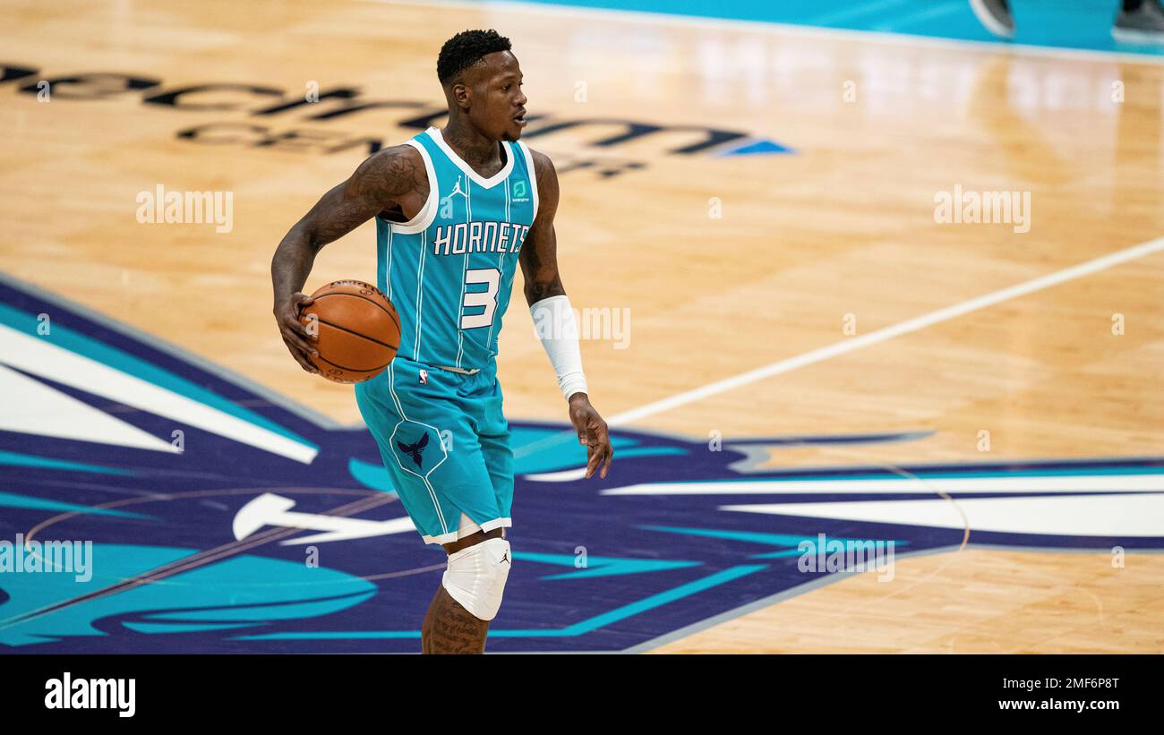 Charlotte Hornets guard Terry Rozier (3) brings the ball up court ...