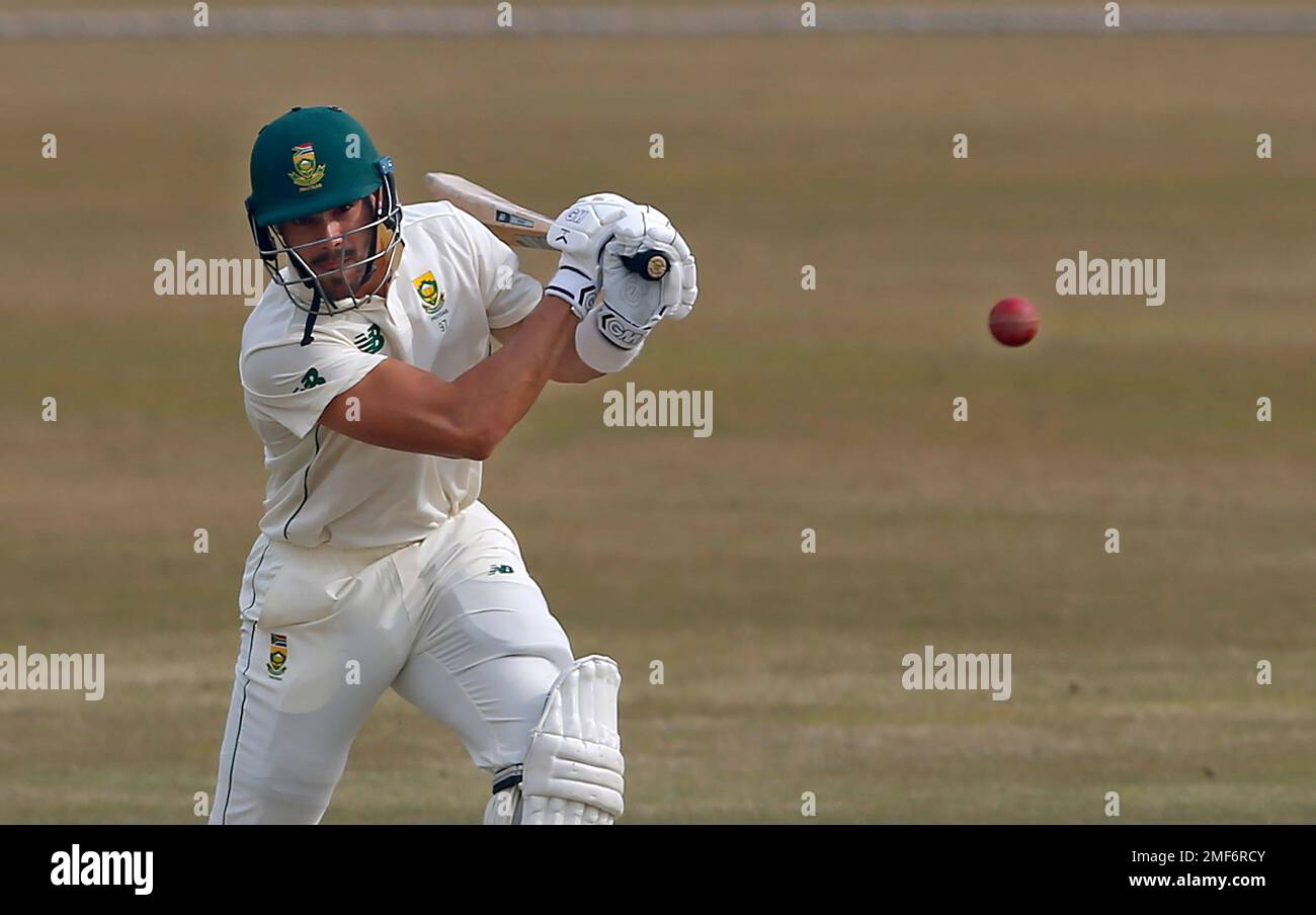 South Africa's Aiden Markram bats during the fifth day of the second ...