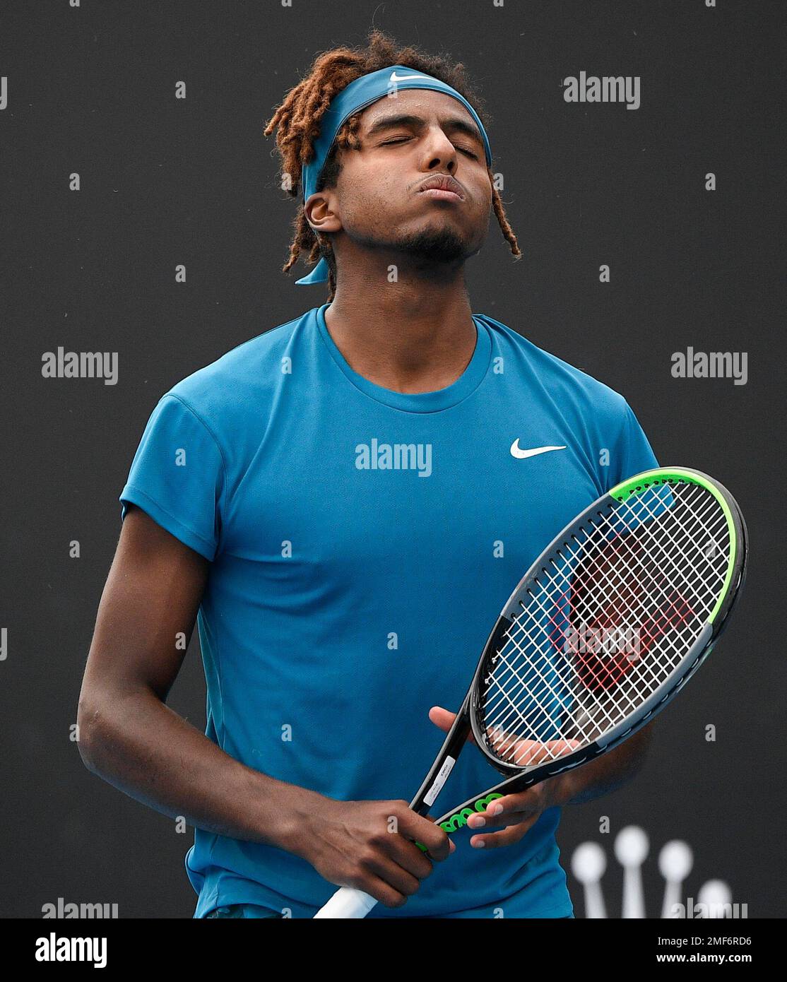 Sweden's Elias Ymer reacts during his first round match against ...