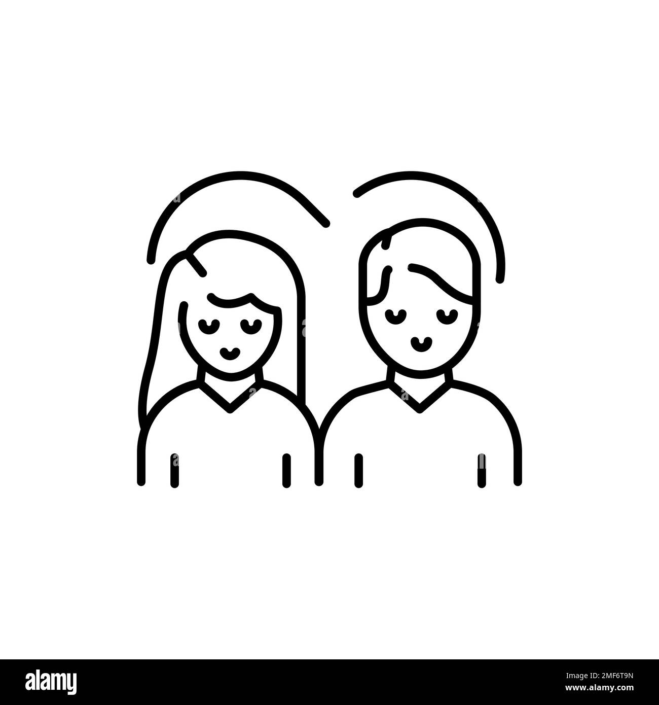 Couple in love color line icon. Romantic relationship. Girl and boy ...