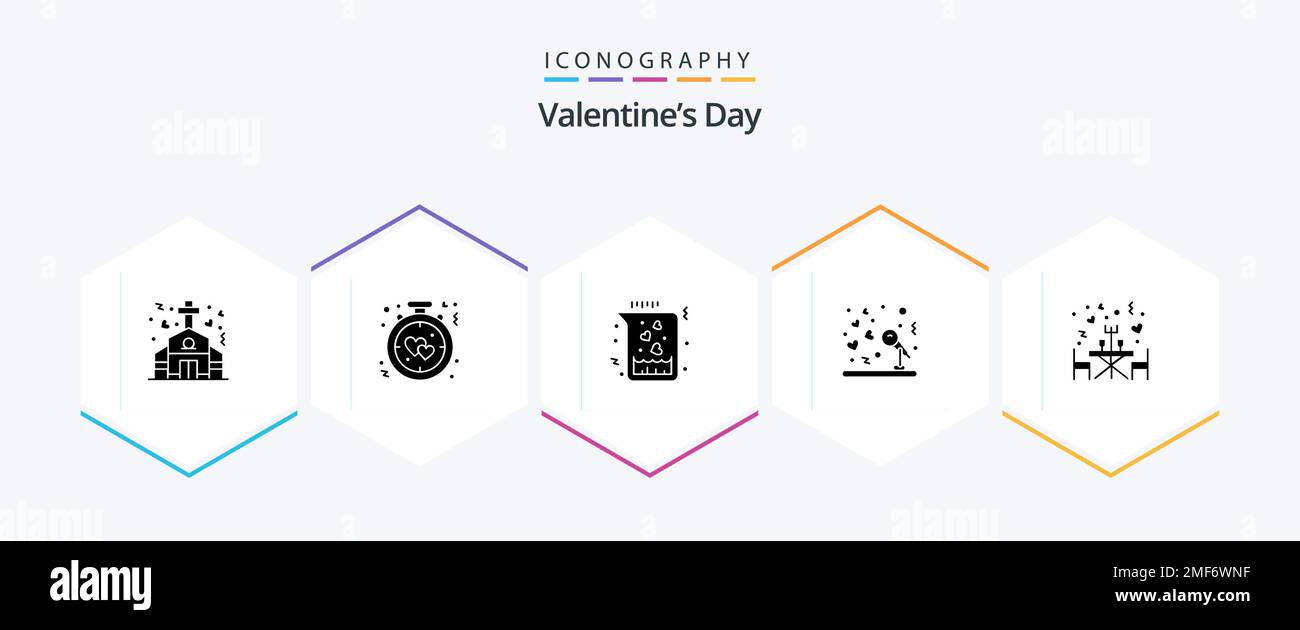 Valentines Day 25 Glyph icon pack including dinner. music. romance ...