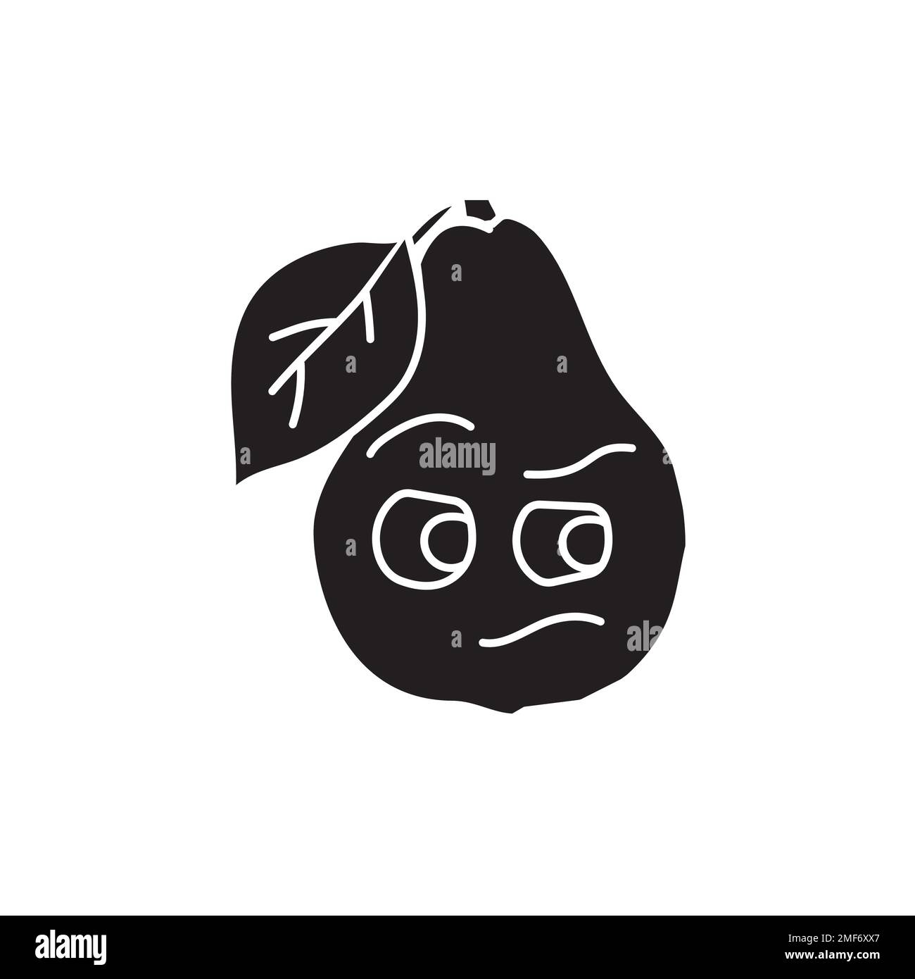 Suspicious pear color line icon. Mascot of emotions. Pictogram for web ...