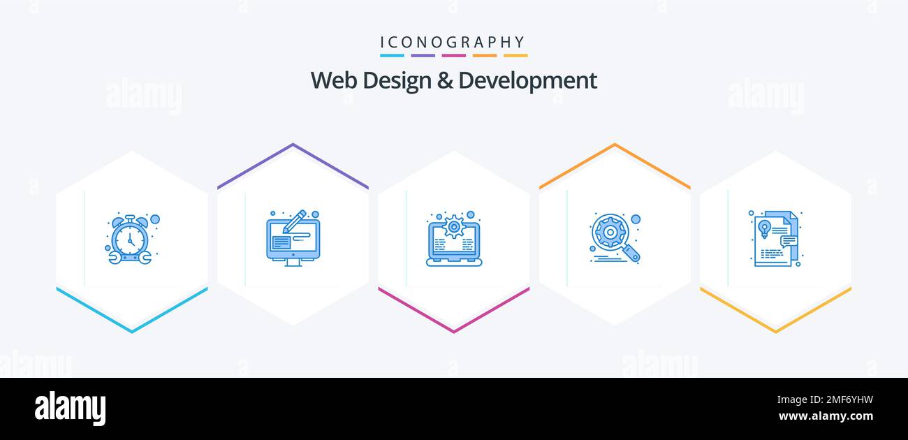 Web Design And Development 25 Blue icon pack including layout. setting ...