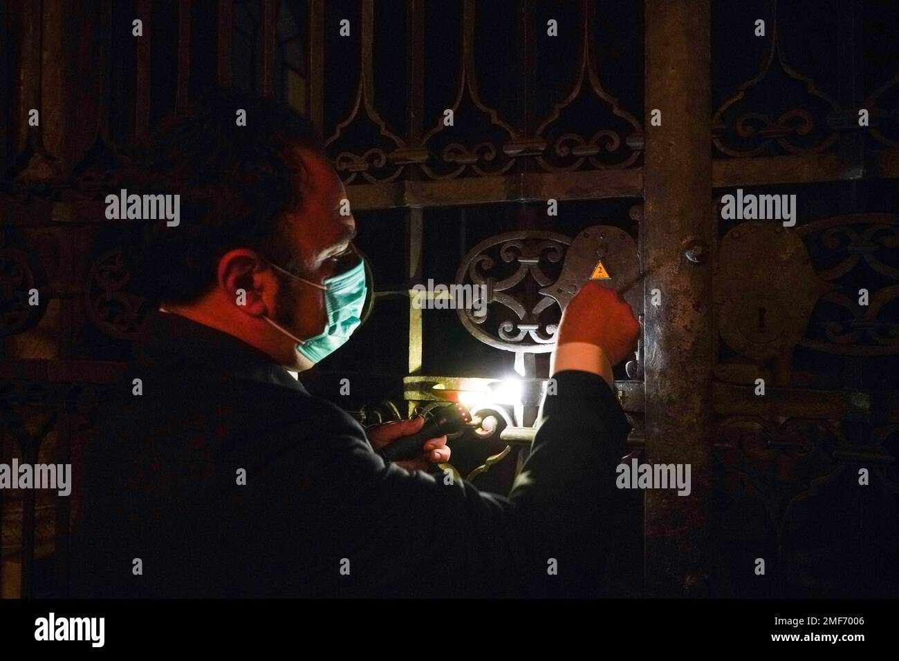 Gianni Crea, the Vatican Museums chief "Clavigero" key-keeper, opens a ...