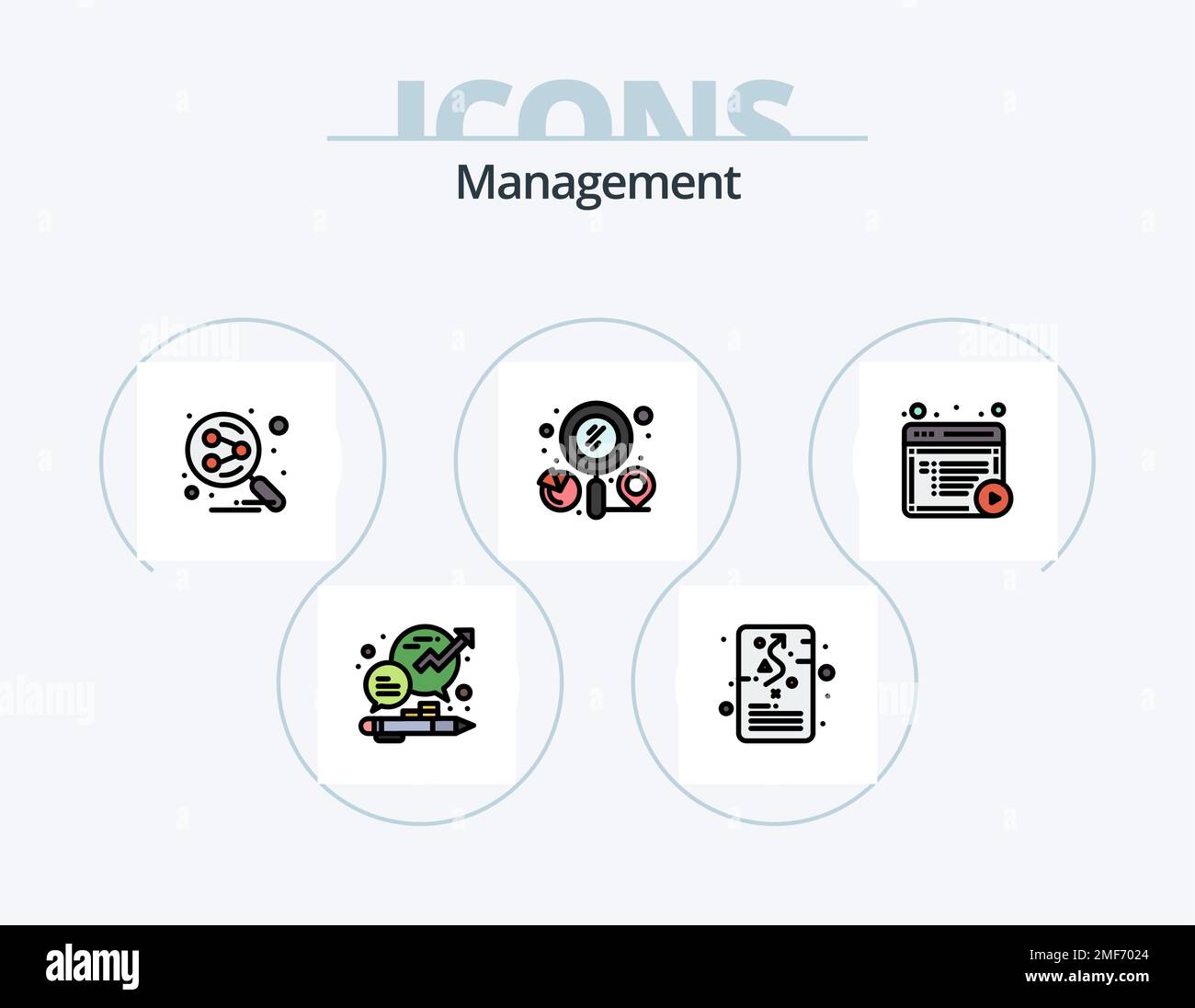 Management Line Filled Icon Pack 5 Icon Design. content. organization chart. strategic. diagram ...