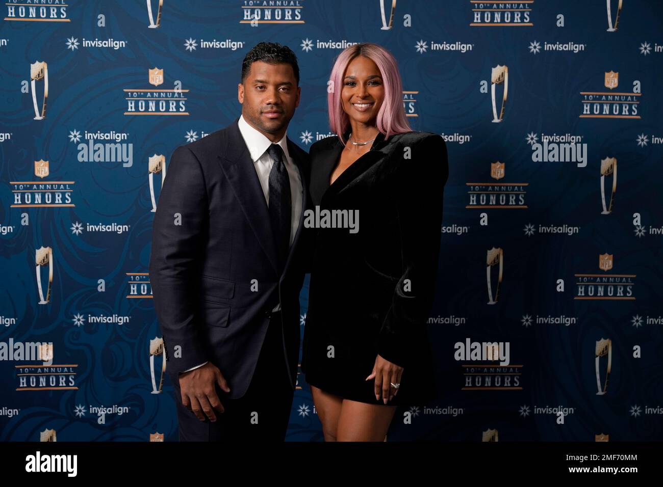 Seattle Seahawks quarterback Russell Wilson and his wife Ciara pose for ...