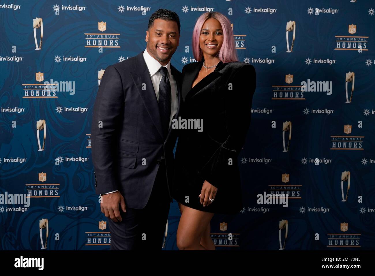 Seattle Seahawks quarterback Russell Wilson and his wife Ciara pose for ...