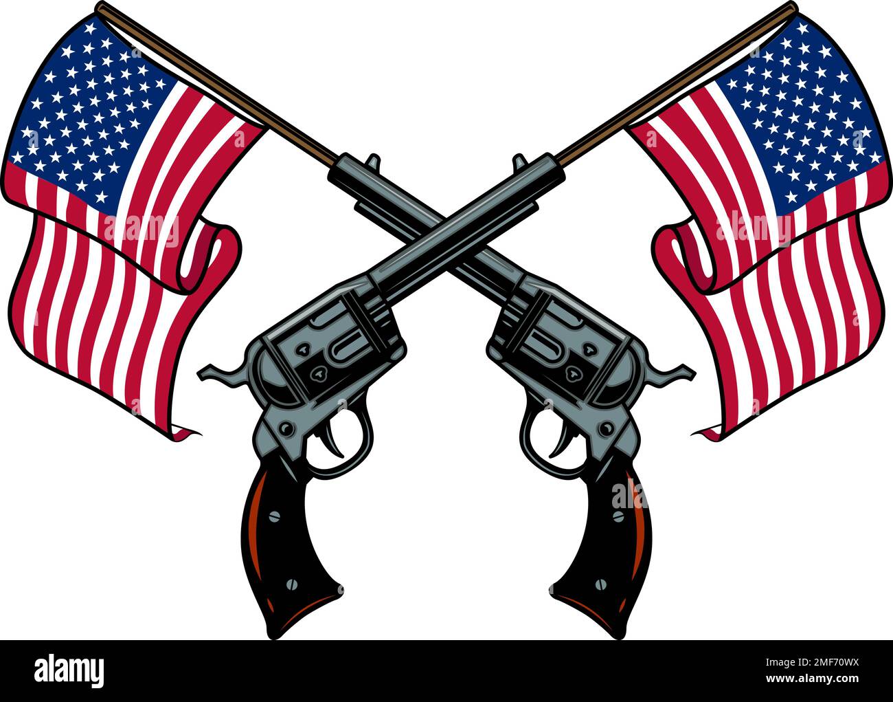 Old revolver old american flag hi-res stock photography and images - Alamy