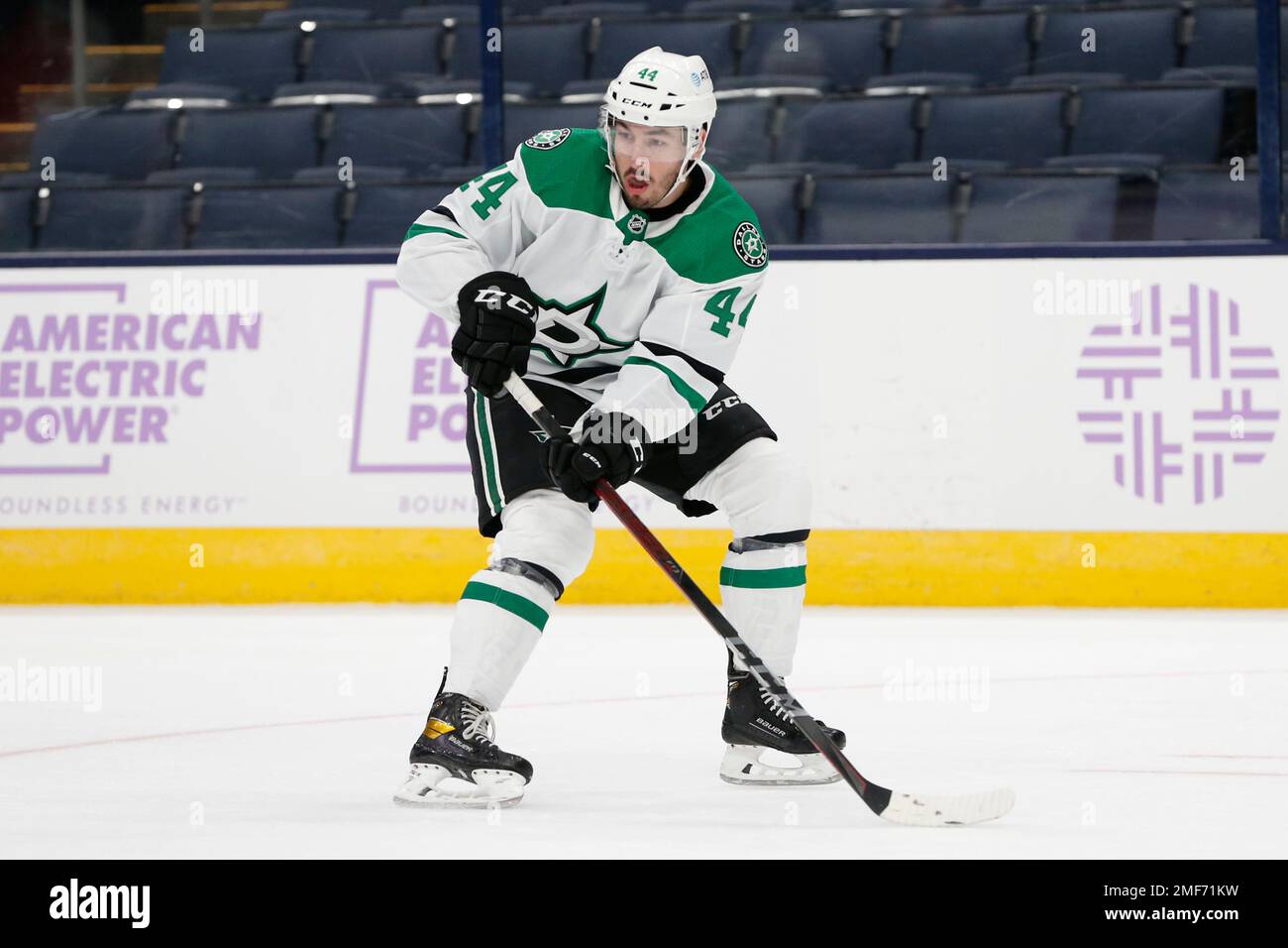 Dallas Stars' Joel Hanley plays against the Columbus Blue Jackets ...