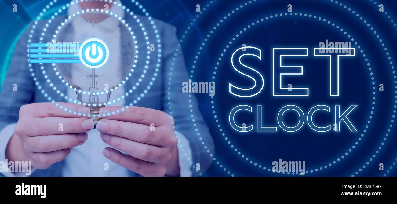 Handwriting text Set Clock. Business concept put it to the right time ...