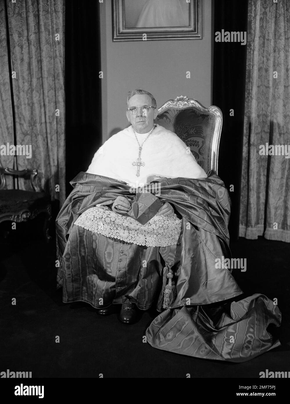 Cardinal James Francis McIntyre, archbishop of Los Angeles, pictured in ...