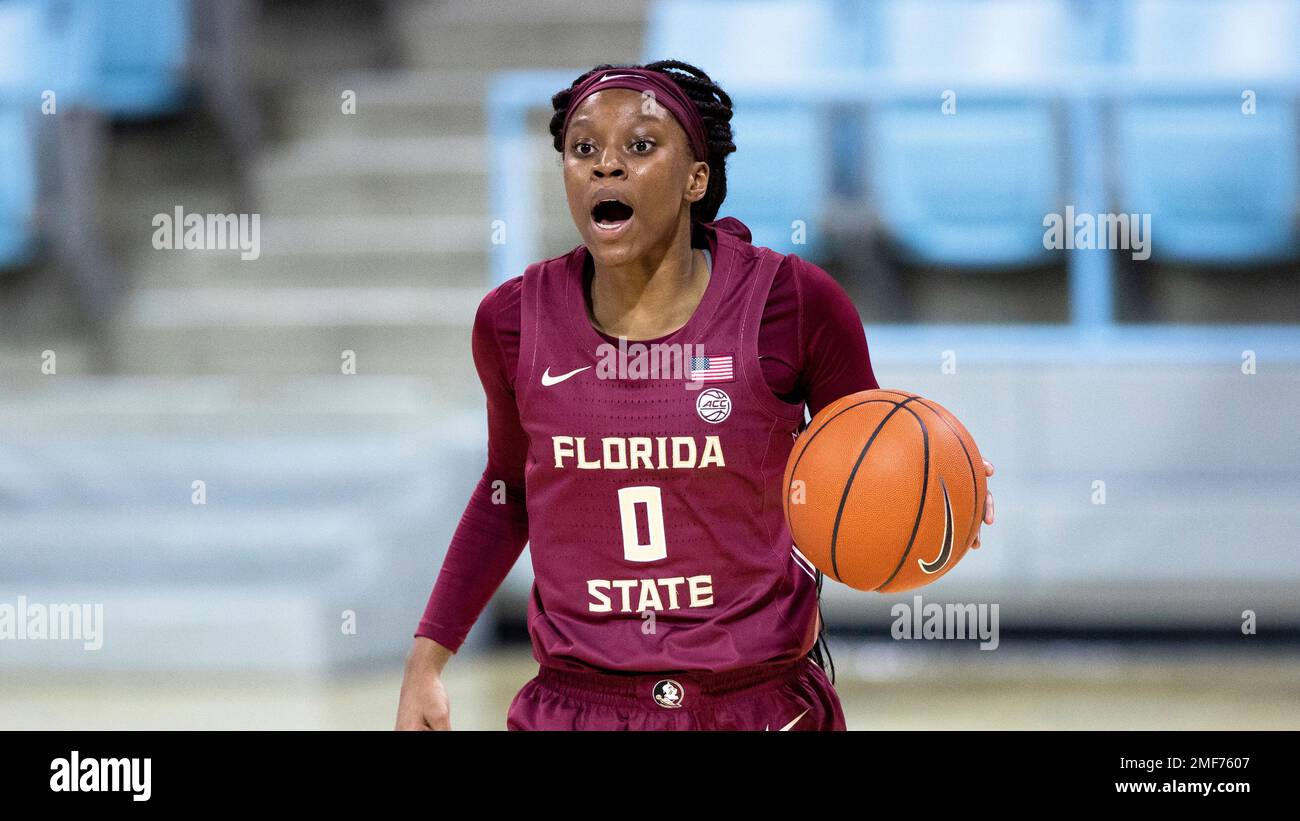 Florida State's Bianca Jackson (0) handles the ball during an NCAA ...