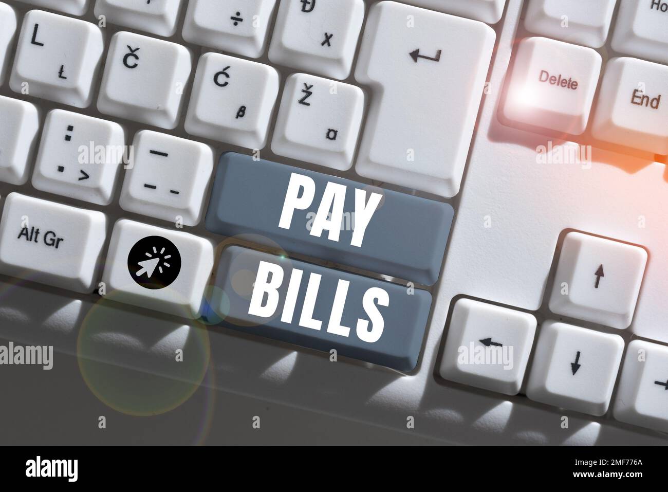Inspiration showing sign Pay Bills. Conceptual photo list of expenses ...