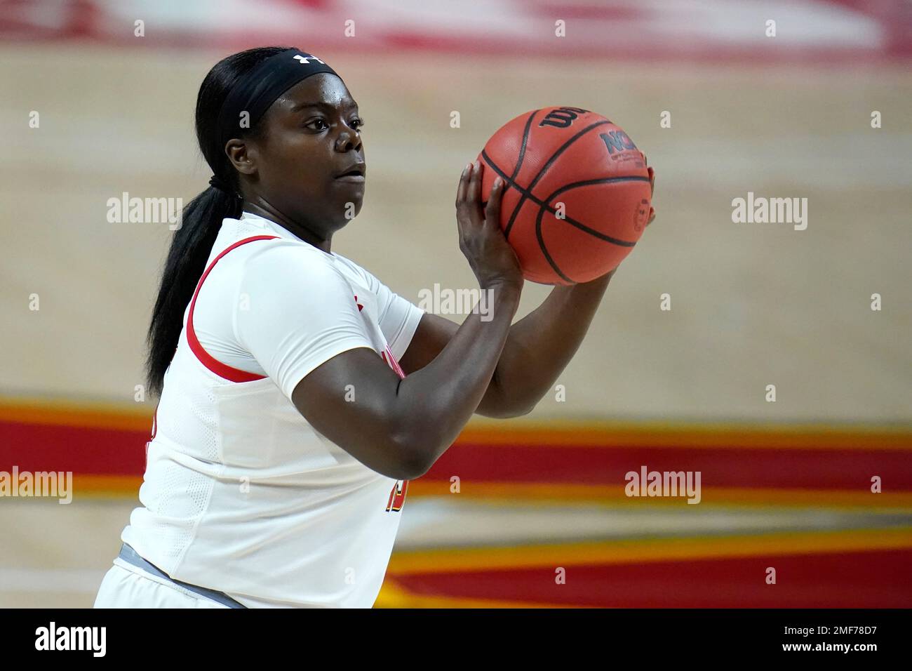 Maryland guard Ashley Owusu prepares to shoot a basket against ...
