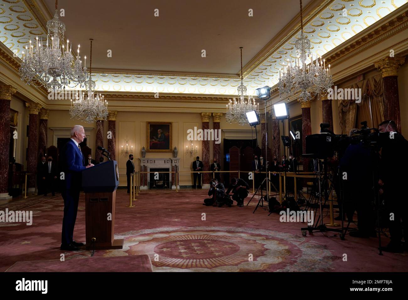 President Joe Biden delivers a speech on foreign policy, at the State ...