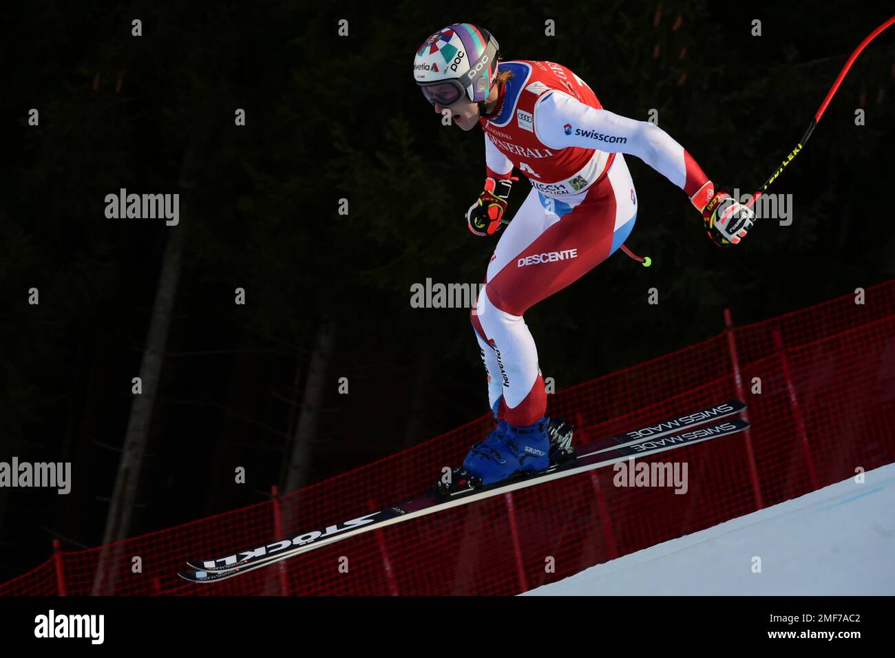 Switzerland's Marco Odermatt speeds down the course during training for ...