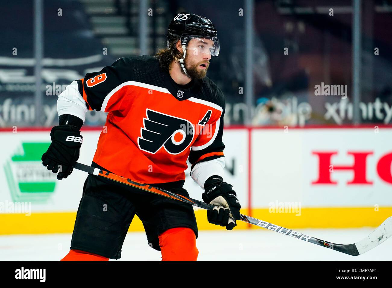 Philadelphia Flyers' Ivan Provorov plays during an NHL hockey game ...