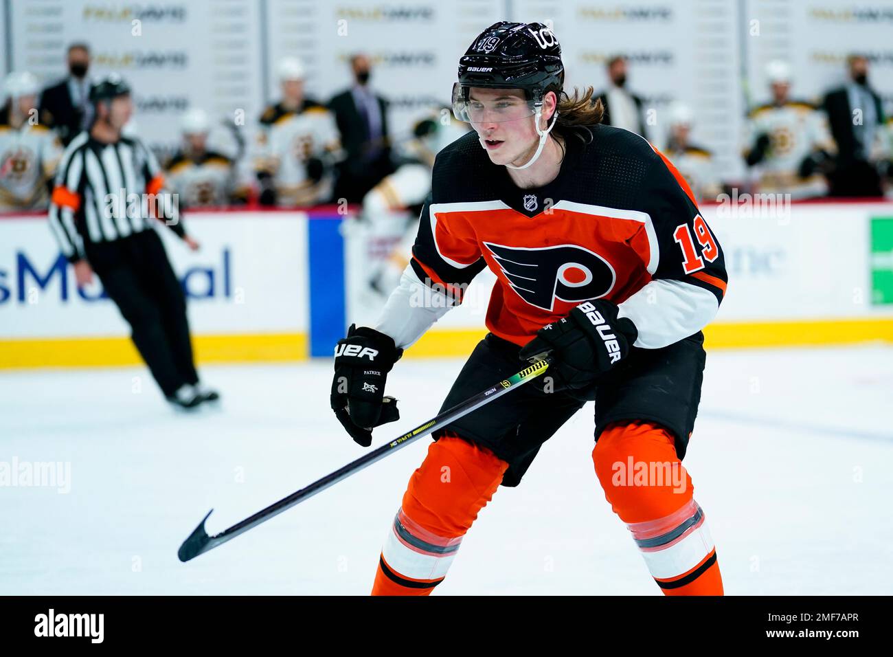 Philadelphia Flyers' Nolan Patrick plays during an NHL hockey game ...