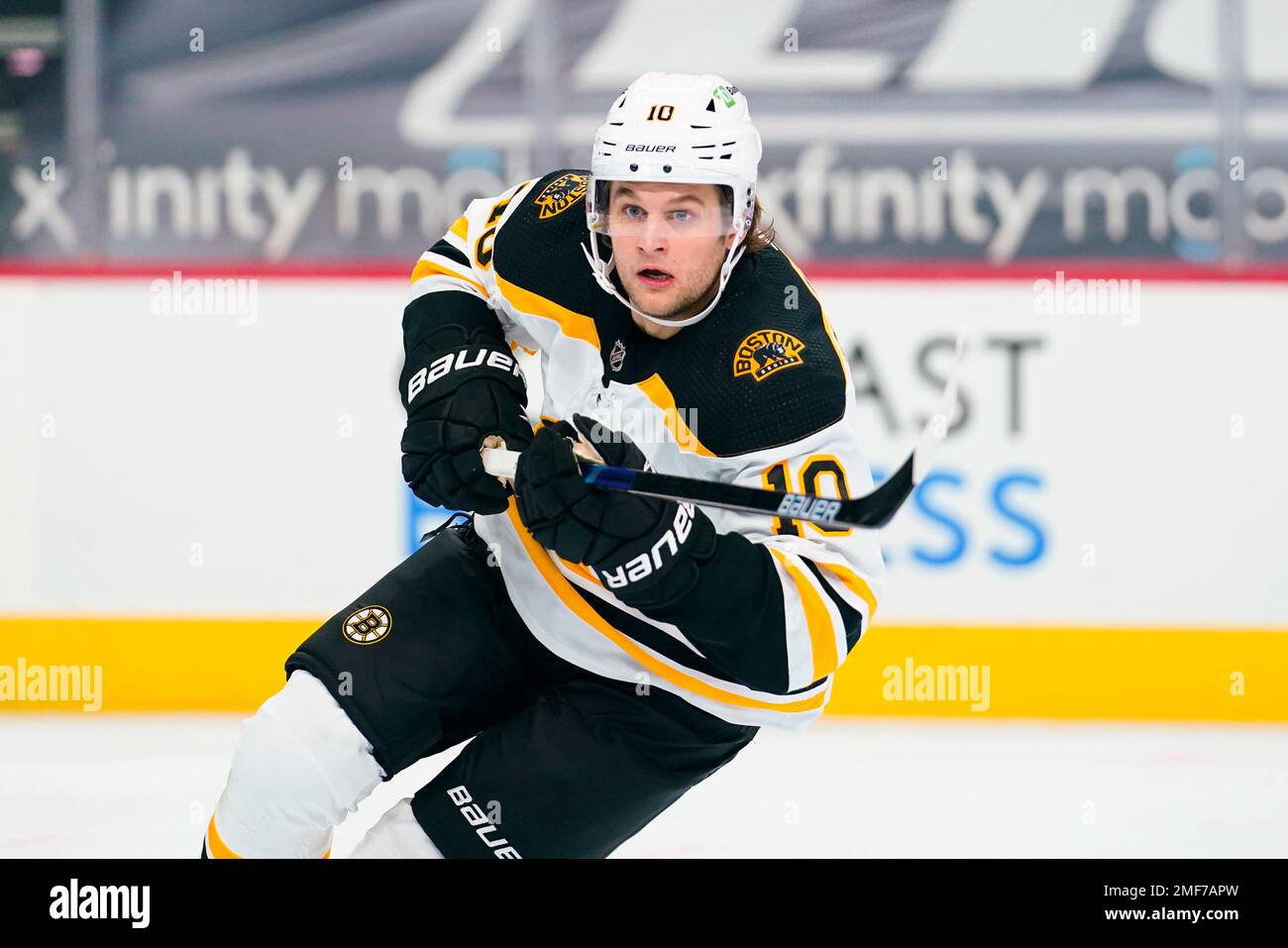 Boston Bruins' Anders Bjork plays during an NHL hockey game against the ...
