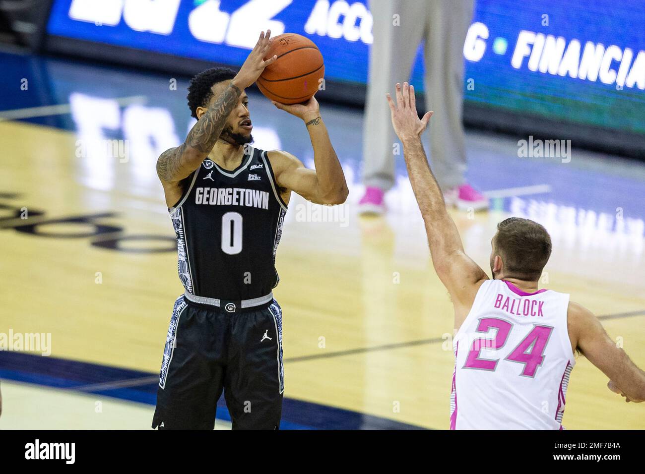 Georgetown guard Jahvon Blair (0) makes a jump shot against Creighton ...