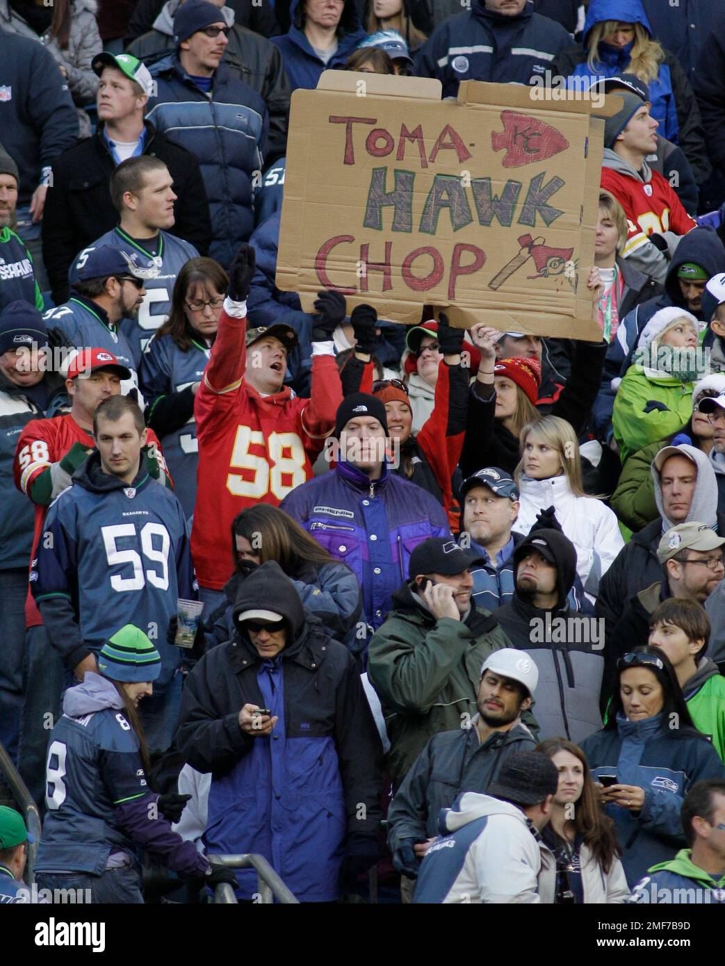 FILE - In this Nov. 28, 2010, file photo, Kansas City Chiefs fans hold ...