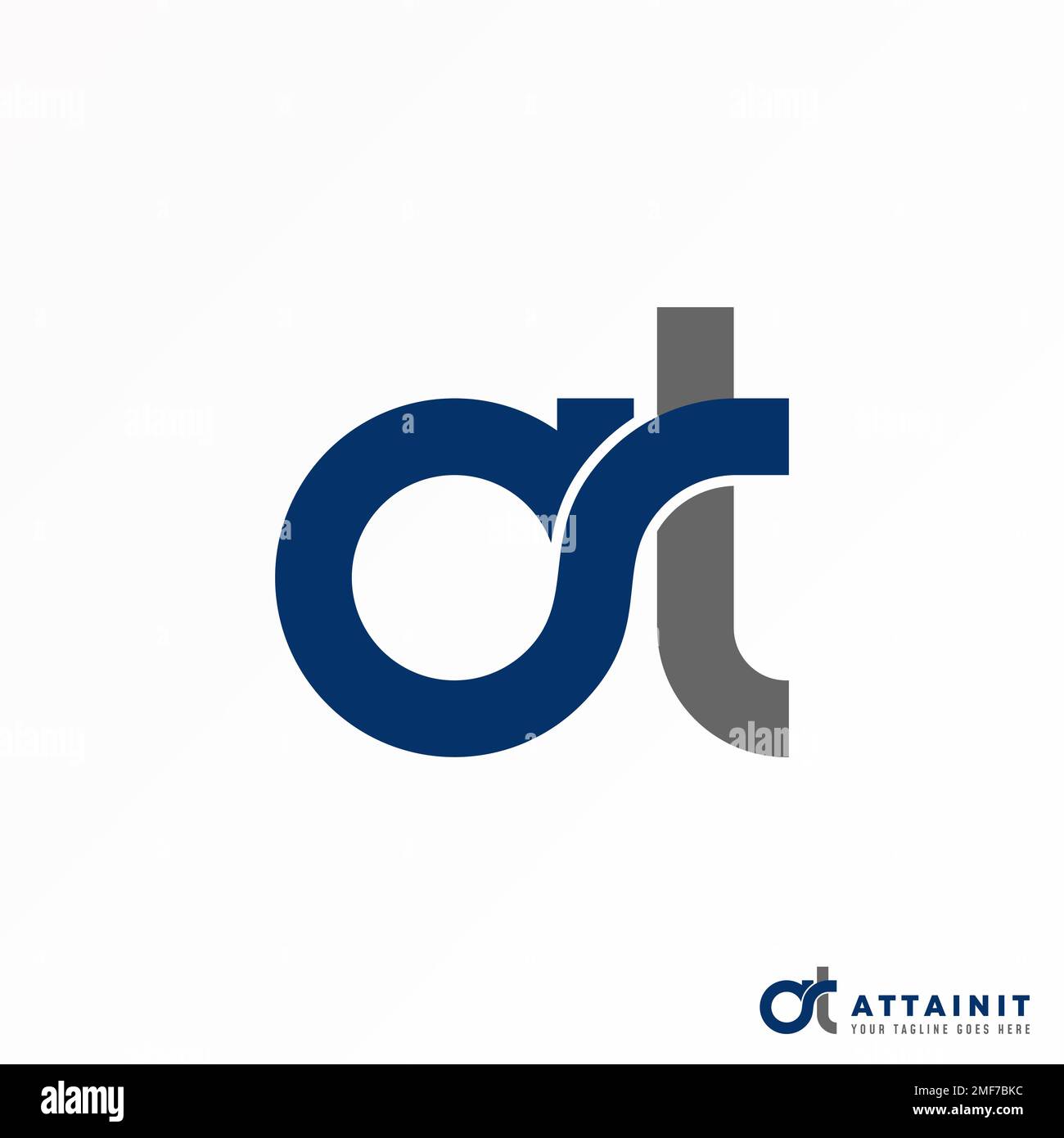 Unique Letter or word AT font in merging or connected image graphic ...